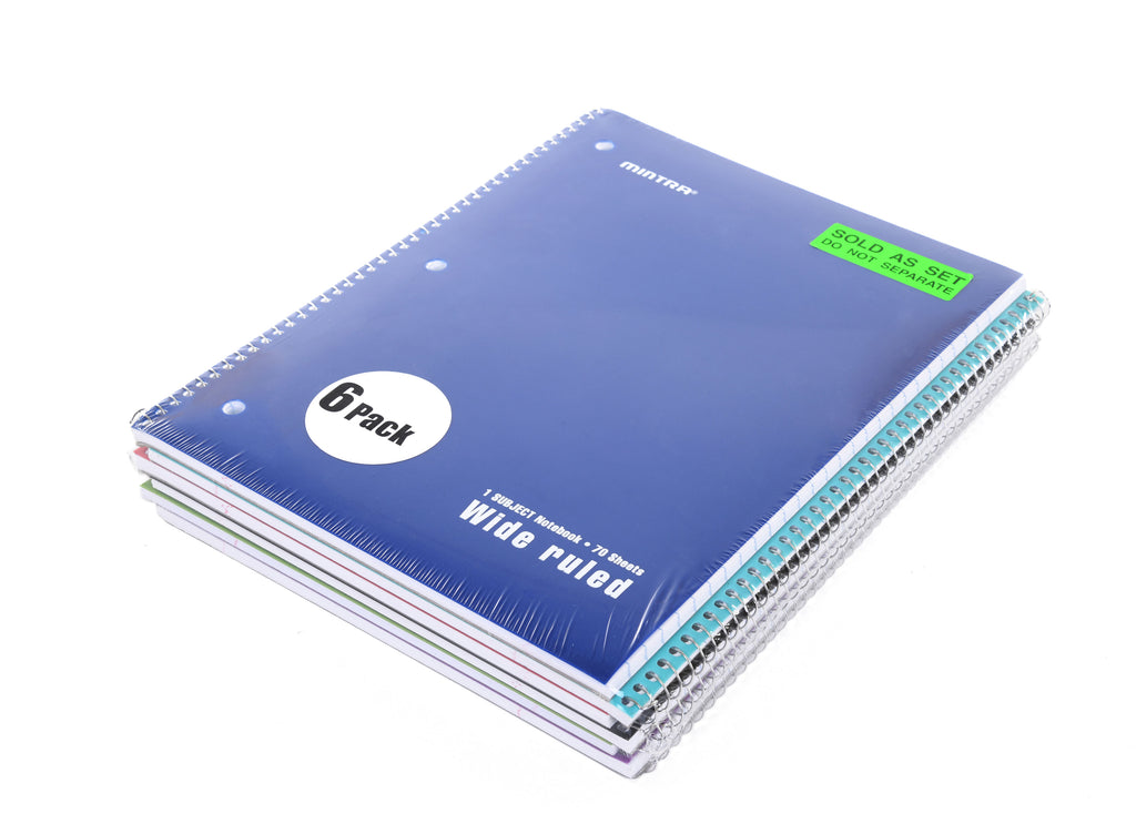 Mintra Office - Spiral Notebooks 70 Count (Poly Cover - Wide Ruled) 24 ...