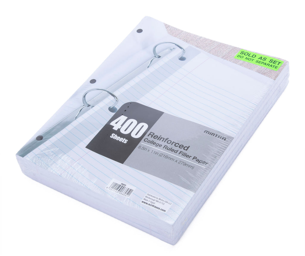Lined Paper College Ruled Loose Leaf Paper + Study App, 4 Pack, 3 Hole ...